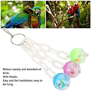 Xirfuni Bird Ball Toys, Plastic Bird Cage Ball Attractive Relieve Anxiety 2 Strings Biting with Hooks for Macaw for Budgie for Cockatiel