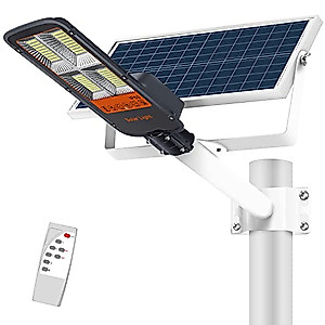 Gebosun 300W LED Solar Street Light Outdoor Solar Flood lamp 6000K Dusk to Dawn with Remote Control Security Waterproof Motion Sensor for Parking Lot, Garden, Warehouse,Pathway, Yard