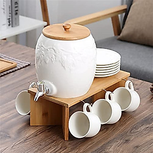 EVANEM Large-Capacity Ceramic Cold Kettle Water Set Heat-Resistant Cold Water Beer Kettle Water Cup with Shelf