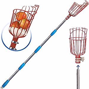 COCONUT Fruit Picker Tool, Fruit Picker with Basket and Pole Easy to Assemble & Use Fruits Catcher Tree Picker for Getting Fruits(5ft)