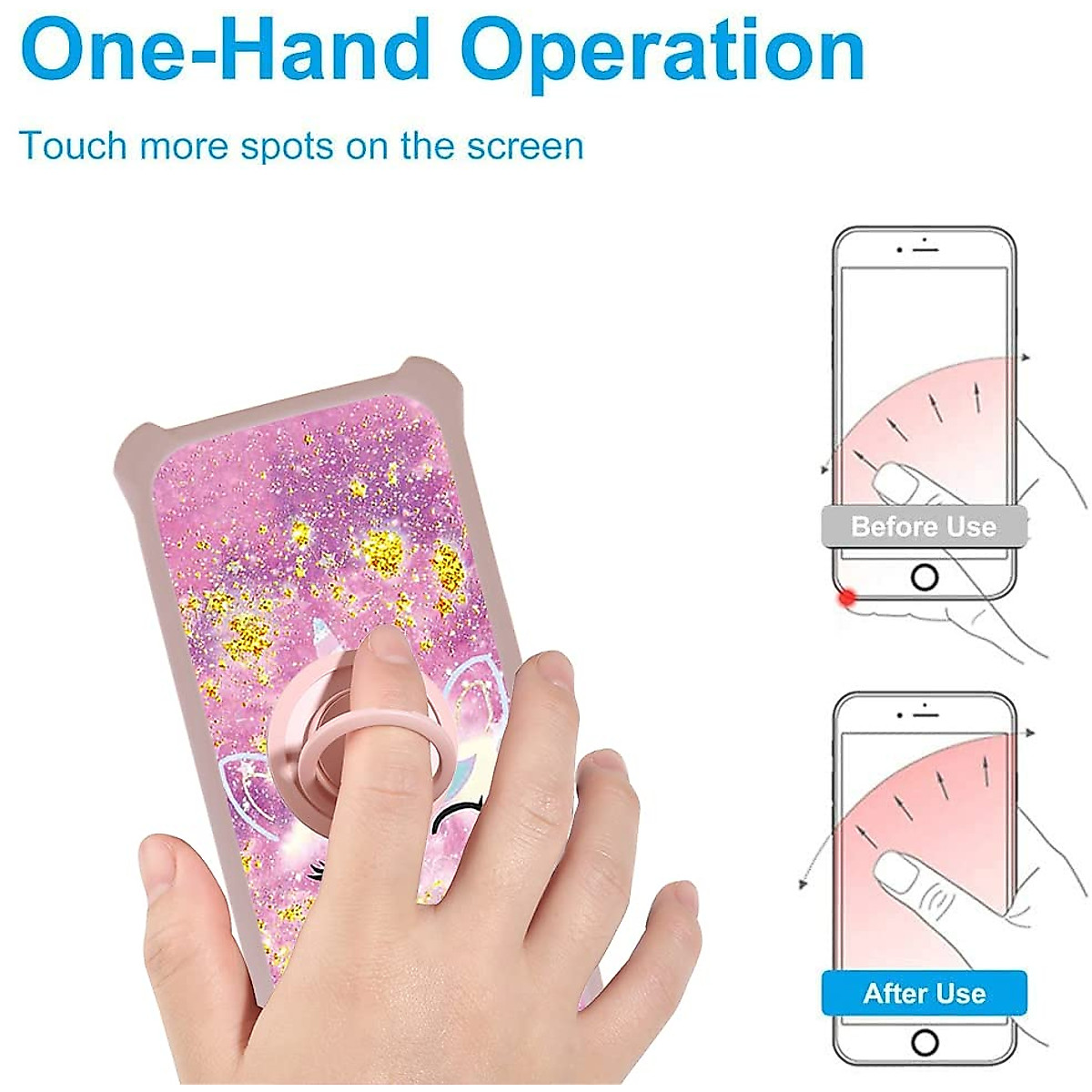 jioeuinly TCL ION V Case Compatible with TCL ION X Phone Case TCL 40Z 40 Z Phone Case T607DL Cover [with Tempered Glass Screen Protector][Ring Support][Gold Glitter+Luminous] JSF-DJS