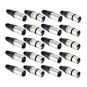 ITSROCK XLR Connector, 20 Pack XLR 3 Pin Male/Female Mic Snake Plug Microphone Cable Connector