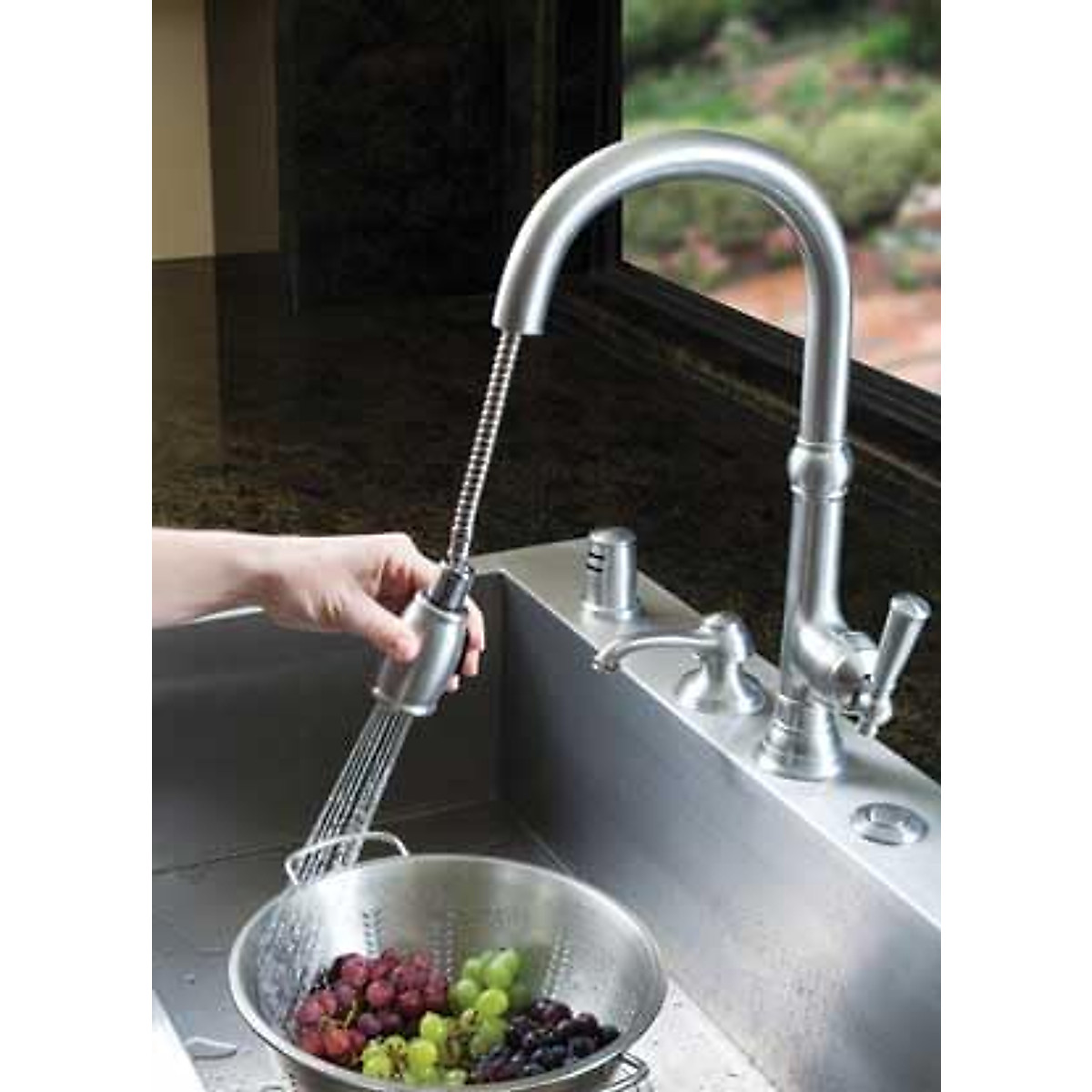 Newport Brass 2470-5103 Jacobean Kitchen Faucet with Metal Lever Handle and Pull, Satin Nickel