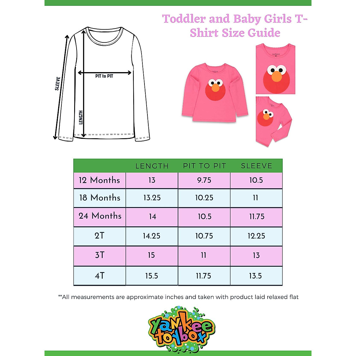 Isaac Mizrahi Loves Sesame Street Elmo Toddler Baby Long Sleeve T-Shirt Tee (3T, Pink)