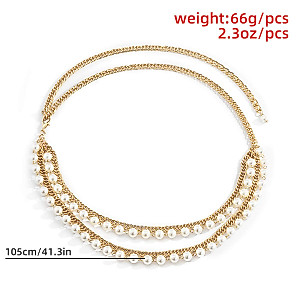 Xerling Layering Pearl Waist Chain Bohemian Multilayered Belly Chain for Women Girls Simulated Imitation Pearl Body Chain