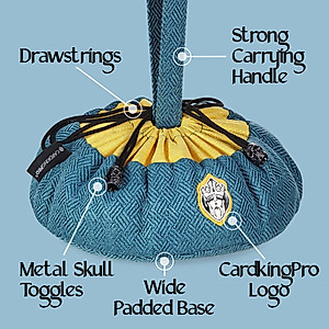 CardKingPro Monstrous - Dice Bag with 8 Pockets - Blue/Yellow - Huge Capacity 500+ Dice - Great for Dice Hoarders