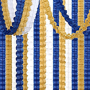 Navy-Blue White-Gold Party-Decorations Streamers Garland - 12pcs Royal Blue Graduation 2023 4-Leaf Paper Clover Streamer Men Boy Birthday Wedding Bridal Shower Flower Banners Fathers day Decor Ouruola