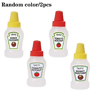 U&S 2pcs 25ml/0.84oz Mini Ketchup Bottle Condiment Squeeze Bottles Honey Mustard Squeezable Jar Portable Sauce Container for School Office Worker Bento Box BBQ, Yellow,red