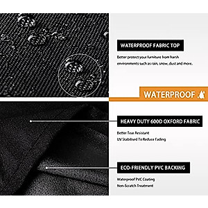Dokon Patio Furniture Set Cover with Air Vents, Waterproof, Anti-Fading, UV Resistant Heavy Duty 600D Oxford Fabric Outdoor Sectional Sofa Set Cover, Table and Chair Cover (76"L x 76"W x 28"H) - Black