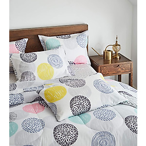 6 Pieces Comforter Sheet Set Twin Size Bed in a Bag - Colorful Dots Style - Soft Microfiber, Spring Summer Bedding Set (1 Comforter, 2 Pillow Shams, 1 Flat Sheet, 1 Fitted Sheet, 1 Pillowcases)