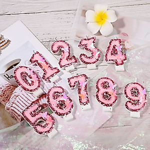 3 X 2 Inch Birthday Number Candles, Glitter Number Candles Pink Butterfly Birthday Candles Cake Topper with Sequins for Anniversary Celebrations Supplies (Number 1)