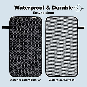 Portable Diaper Changing Pad - Waterproof Foldable Baby Changing Mat - Travel Diaper Change Mat - Lightweight Changing Pads for Baby - Baby Changer - Machine Washable (Black Geo)