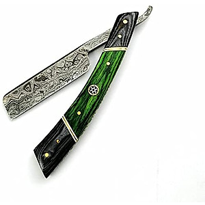 Sharpend Damascus Steel hand made Straight Barber Razor shaving razor folding fixed blade knife Ready Classic Barber Blade Edge, Men Straight Razor, Wooden case, Close Shave, Great Gift