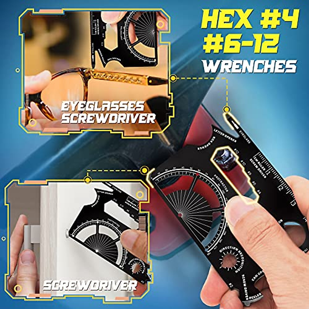 Christmas Stocking Stuffers Gifts for Men - 19 Tool In 1 Wallet Credit Card Multitool Women Gifts, EDC Multitool Gadget Pocket Card Tool Fathers Day Birthday Gift Idea for Husbands Boyfriends Dad