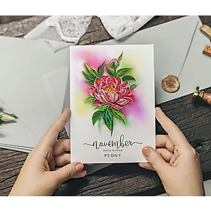 TUMYBee Flower Birthday Card, Peony Quilling Card, 5inx7in Card for Women Born in November, Birth Month Flower Card, 12 Month Birthday Decoration for Mother, Grandmother, for Him and Her (November)