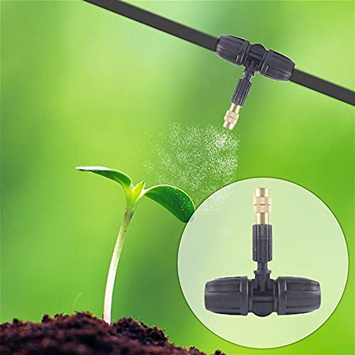 50 Pcs Irrigation System Copper Nozzle, Adjustable Spray Nozzle, Irrigation Drippers Sprinklers Emitter Drip System on 8/12mm Barb, Garden Cooling Irrigation Equipment