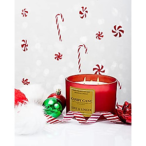 Peppermint Candle | Christmas Candles | Luxury Soy & Beeswax Candles for Home | 16 oz. Large Jar 3 Wick Candle | Candy Cane Candles | Winter Candle | Holiday Candle