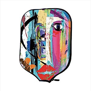 iPrint Pickleballs Paddles Rackets Cover Case, Abstraction, Woman Face Art, Multicolor, Fit for Most Rackets - Protect Your Paddles