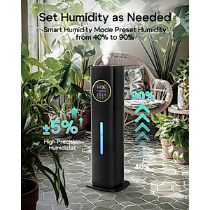 Humidifier Large Room Bedroom with Night Light, 2.1Gal(8L) Humidifiers for Home with Essential Oil Diffuser, Top Fill Whole House Cool Mist Humidifiers for Plants Baby Kids Adults(Black)