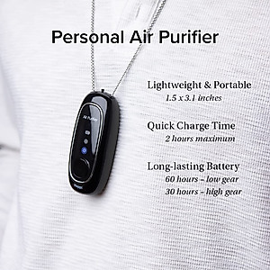 Happi Go Mini Portable Personal Air Purifier, Real Time Air Quality LED Smart Display, Absorbs Smoke, Pollen, Dust & More, Removes Viruses & Bacteria, Odor Eliminating, Ready for Car and Travel, Sleek Black