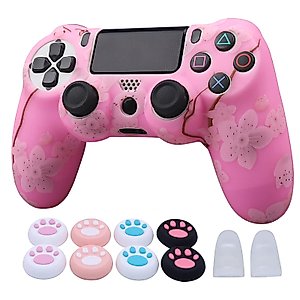 ROTOMOON Sakura Silicone Controller Skins for PS4 with 8 Thumb Grips, Sweat-Proof Anti-Slip Controller Cover Skin Protector Compatible with PlayStation 4 Slim/Pro Controller…