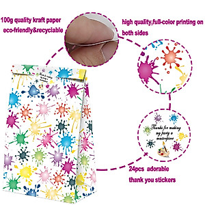 SamPartyShop 24 Pack Painting Party Candy Favor Bags with Stickers, Art Goodie Gift Treat Bags Art Themed Birthday Party Supplies