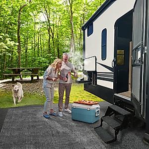 Prest-O-Fit 2-0420 Ruggids RV Step Rug Black Granite 23 In. Wide