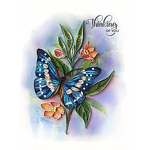 TUMYBee Thinking of You Butterfly Card, 5in x 7in, Blank Inside, Envelope Included, Perfect for Birthdays, Thank You, Anniversaries