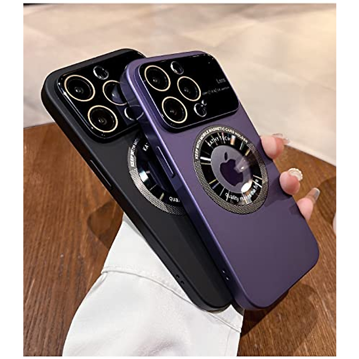 LOOBIVAL Magnetic for iPhone 14 Pro Case Logo View, Window Glass Lens Camera Protector,Compatible with Magsafe, Women Men Hard Shockproof Cases for iPhone 14Pro Slim Matte Cover 6.1 inch (Orange)