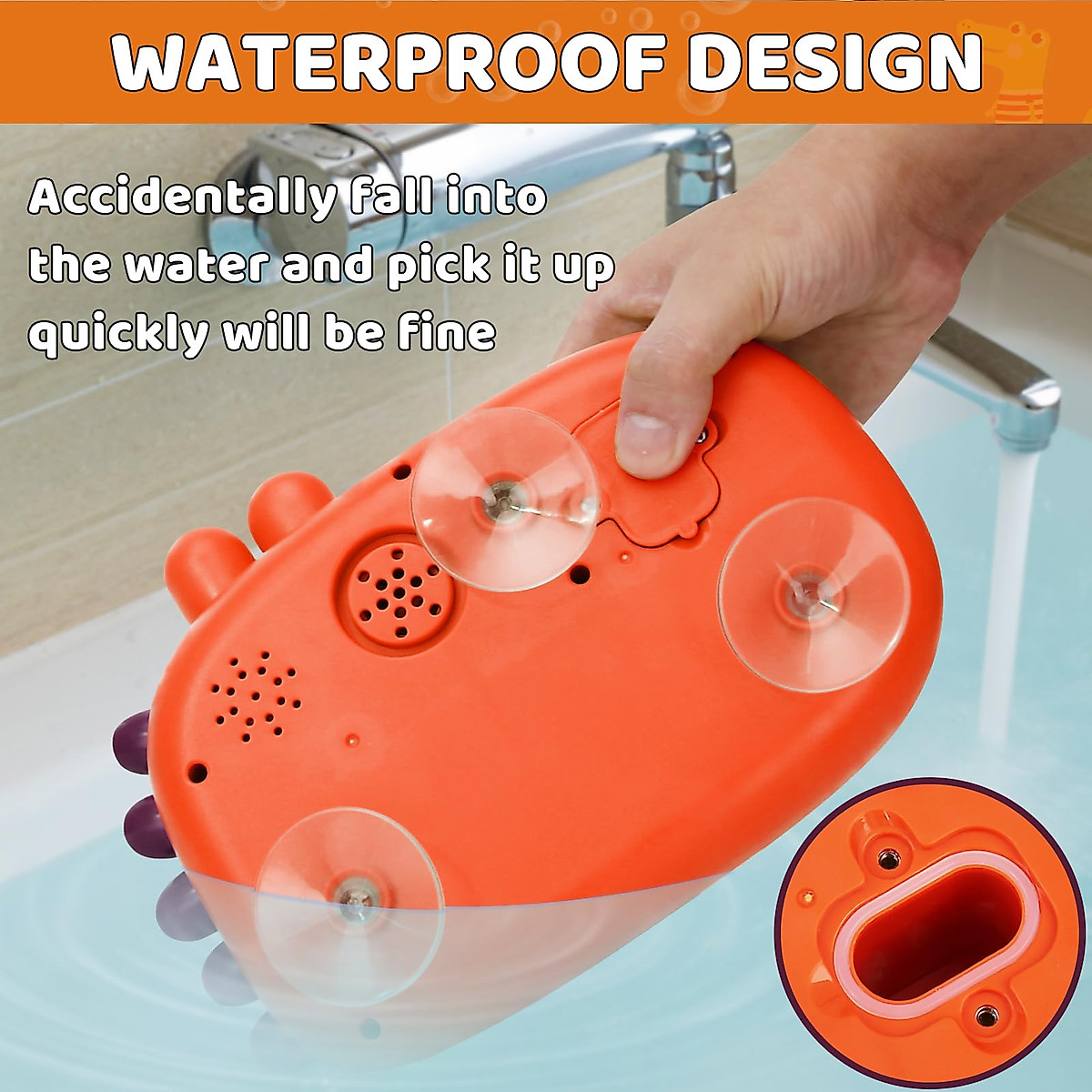 LZZAPJ Bath Toys for Toddlers 1-3，Dinosaur Bath Bubble Maker，Infant Shower Bath Toys for Kids 2-3-4 Years Old，Babies Bathtub Toys Gift for Boys Girls (Orange)