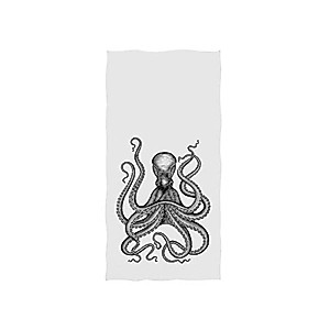 VIKKO Towels Hand Washcloths Polyester Fingertip Towel with Single-Sided Printing for Home Hotel Bathroom Decoration - 30x15 Inch (Octopus)