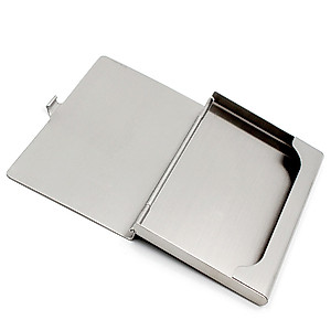 OACREMEMBERED Personalized Silver Brushed Stainless Steel Business Card Holder Case - Free Engraving