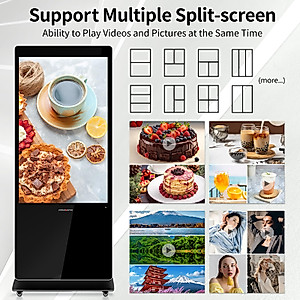 Digital Signage Display, PWR4GTR 55 Inch 4K UHD Capacitive Touchscreen Kiosk Indoor Advertising Screen Floor Standing LCD Monitor with HDMI-IN/USB Port, Android 11.0 System 2+32GB