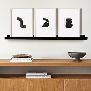 Mitus Floating Shelf Wall Mounted - Modern Industrial Metal Channel Ledge Black with Rustic Wood Insert, 36 inch