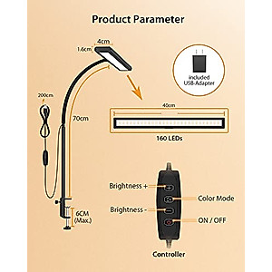Desk Lamp, iFalarila Dimmable 160 LED Desk Light for Home Office [Updated Flexible Gooseneck & Metal Rod & I-Clamp] Book Light Clip on Table for Reading, Workbench, Drafting, Nail Tech, Sewing, Puzzle