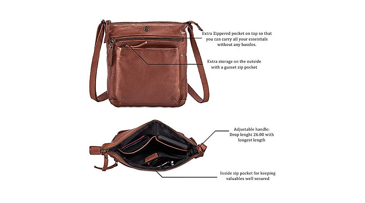 Cochoa Women's Leather Crossbody Bag - Stylish & Organized Travel Bag
