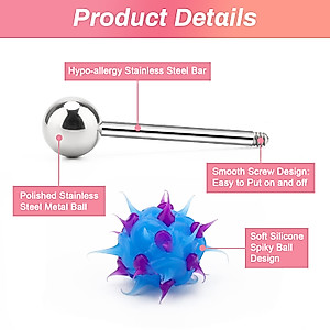 CrazyPiercing 10pcs Surgical Steel Spiky Acrylic Fire Tongue Nipple Ear Rings Bar Barbell Stud Piercing