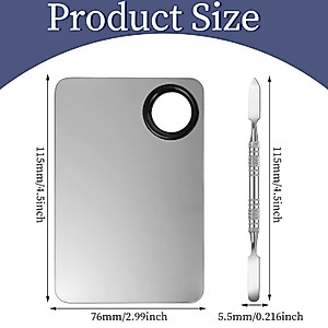 2 in 1 Set Makeup Mixing Palette, Stainless Steel Foundation Palette with Spatula for Mixing Foundation Eye Shadow Eyelash Nail Art