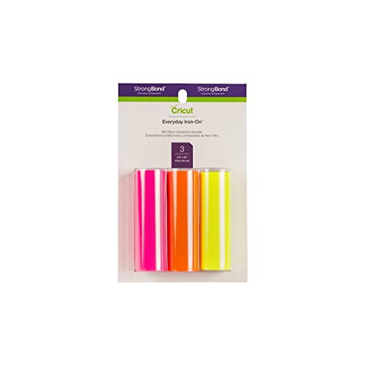Cricut Everyday Iron On - 3.7” x 2ft 3 Rolls - Includes Neon Pink, Yellow, Green - HTV Vinyl for T-Shirts - Use with Cricut Explore Air 2/Maker - Neon Glowsticks
