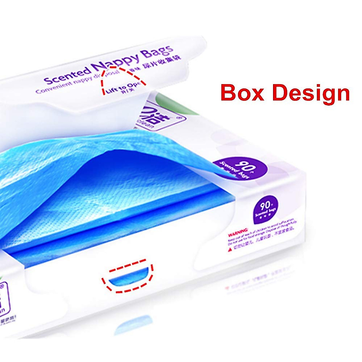 Baby Disposable Diaper Sacks Bags Dispenser Power Scented Nappy Disposal Bags Easy-Tie for Travel (Blue,90-Count)