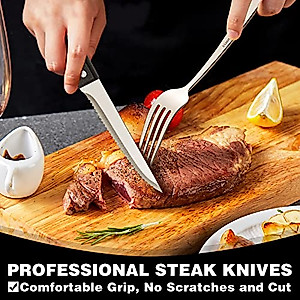 48-Piece Silverware Set with Steak Knives, Flatware Set for 8, Food-Grade Stainless Steel Tableware Cutlery Set, Utensil Sets for Home Restaurant, Mirror Finish, Dishwasher Safe