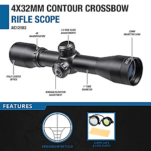 Barska AC12183 4x32 Compact Contour Crossbow Scope – Lightweight, Durable, and Long Eye Relief for Comfortable Shooting