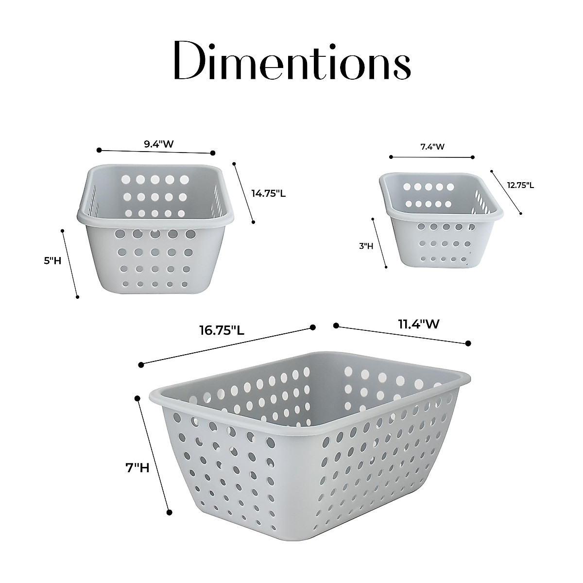 Basket pack x 6. Multi size storage basket. Storage bin containers use for organizing. (White)