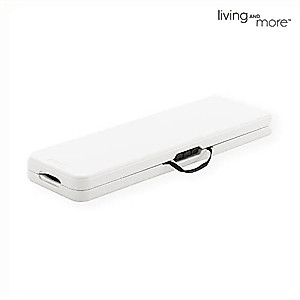 Living and More 6 Foot Fold-in-Half Bench with Carrying Handle, Easy Folding and Transport, Indoor/Outdoor Use, Sturdy Steel Frame, White