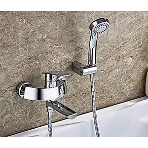 Kitchen Taps Brass Hot and Cold Bath Faucet Bathroom Faucet Set Bathroom Mixer with Hand Spray Shower Mixer Taps Bathtub Faucet