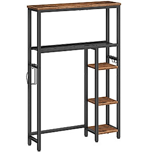 HOOBRO Over The Toilet Storage, 5-Tier Industrial Bathroom Organizer, Bathroom Space Saver with Toilet Paper Holder, Toilet Storage Rack, Small Spaces, Rustic Brown and Black BF84TS01