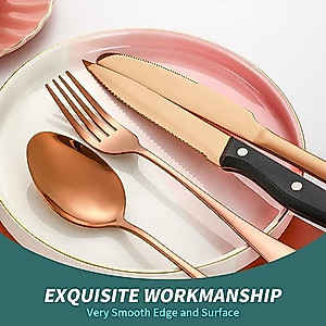 Silverware Set 24-Pieces with Steak Knives Flatware Set Cutlery Set Food-Grade Stainless Steel Home Essentials for New Home Forks Spoons And Knives Set Dishwasher Safe Daily Household Use