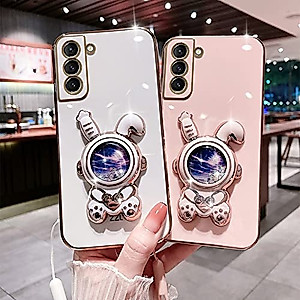 Fold Bracket Case for Samsung Galaxy S23 S22 Note20 S21 S20 Ultra Plus FE A73 A53 A72 A52 Cover with Lanyard,Pink GS,for Samsung S23Ultra