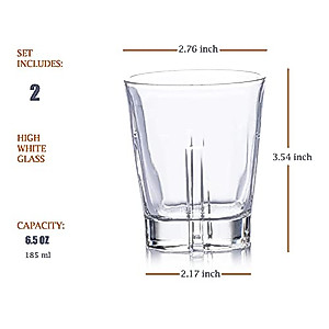 BothEarn Whiskey Rocks Glass Set of 2 - Clear Drinking Cup with Heavy Solid Base - Good for Bourbon Jack Daniels Tennessee and Scotch, 6.5 oz (185 ml)