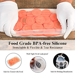 Adpartner 6PCS Rectangle Silicone Lids for Food Storage, Reusable BPA-free Silicone Stretch Lids in 6 Different Sizes to Fit Most Square and Rectangle Containers, Microwave Freezer Dishwasher Use Safe